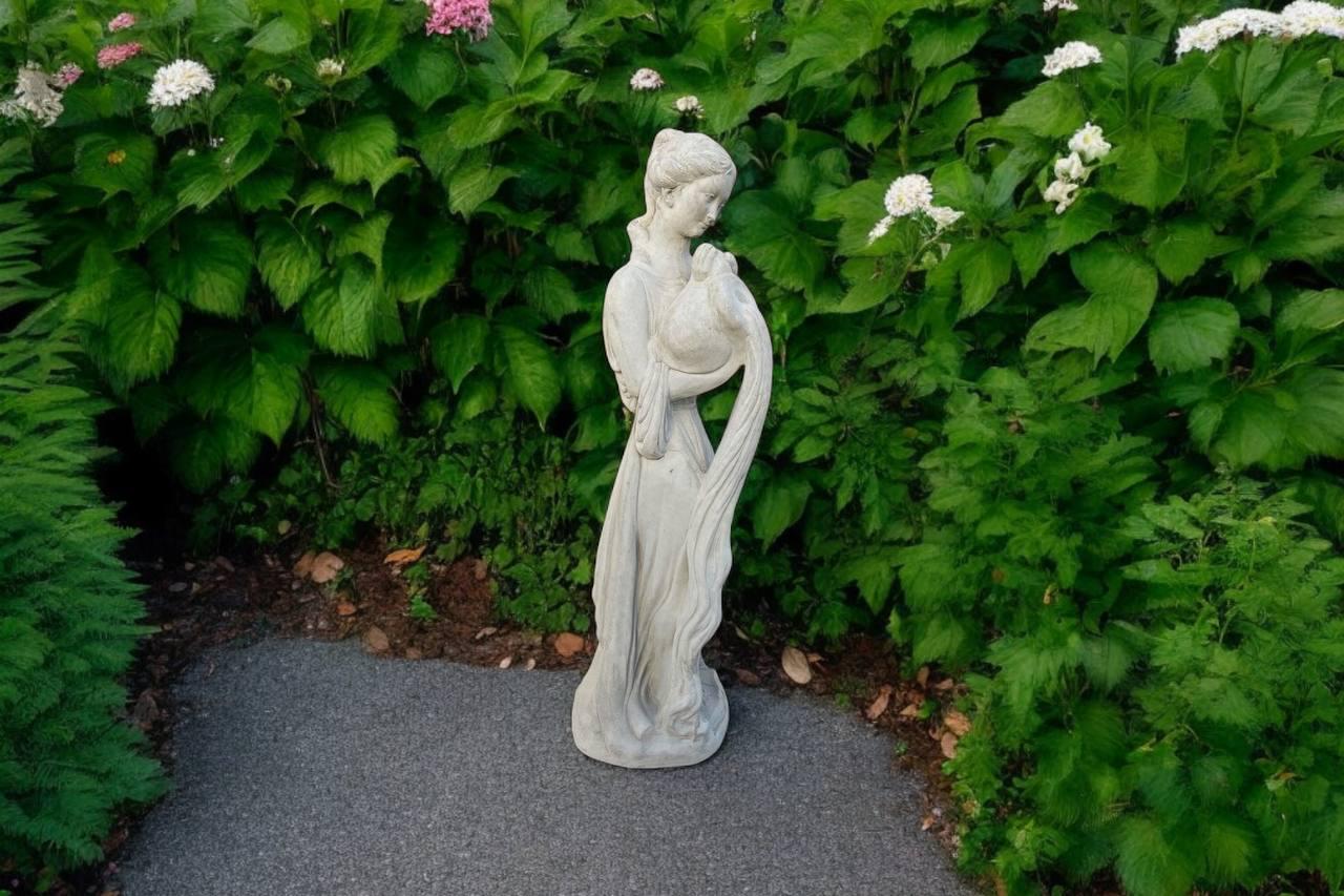 Standing Lady With Pitcher, Concrete Woman Figurine, Garden Girl Statue ...