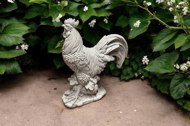 Cement Rooster Statue, Concrete Farm Animal Sculpture, Massive Hen ...