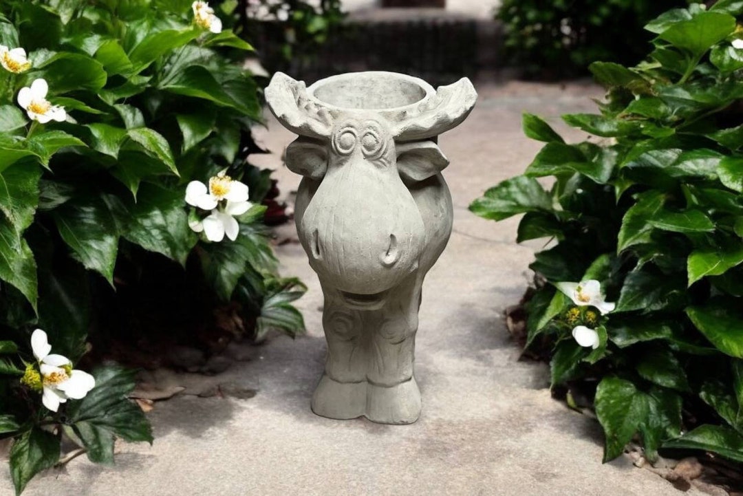 Head Moose Flowers Pot Figure, Standing Head Planter Sculpture ...
