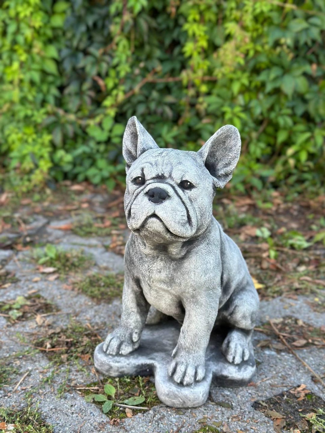 Sitting Bulldog Statue, Concrete Dog Decor, Bulldog Memorial, Dog Loss ...