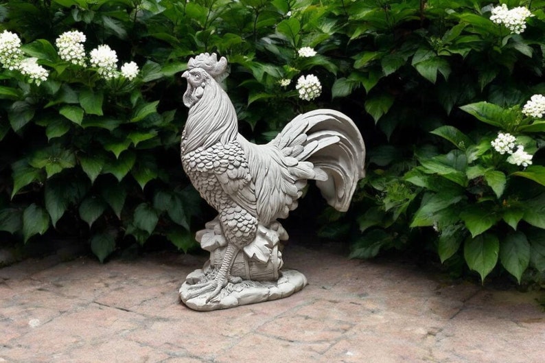 Cement Rooster Statue, Concrete Farm Animal Sculpture, Massive Hen ...