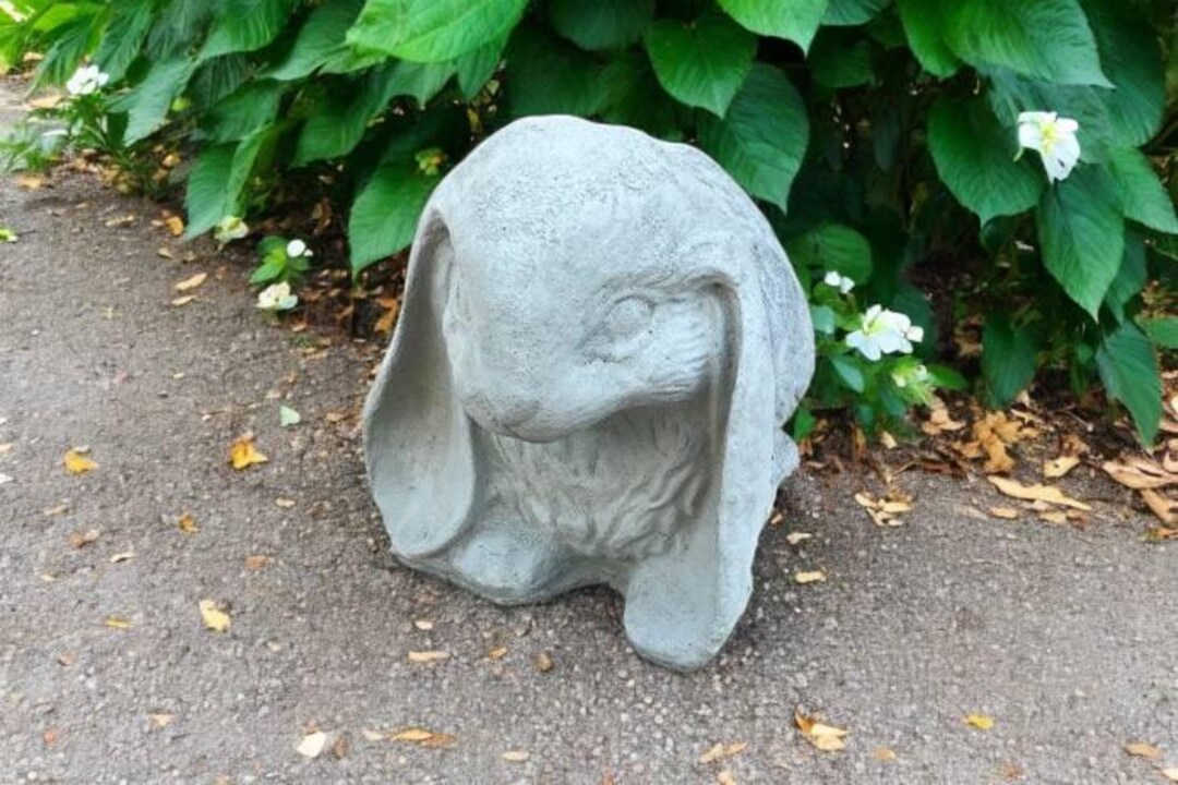 Garden Rabbit Floppette Statue, Cement Wild Bunny Figure, Concrete ...