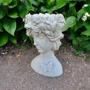 Flowers Planter Head With Roses Statue, Garden Woman Face Planter ...