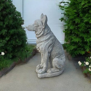 Garden German Shepherd Dog Statue, Sitting Massive Police Dog Sculpture ...