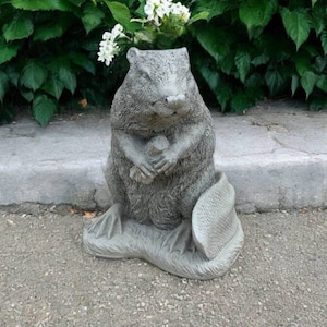 Wild Beaver Statue, Concrete Forest Animal Sculpture, Detailed Backyard ...