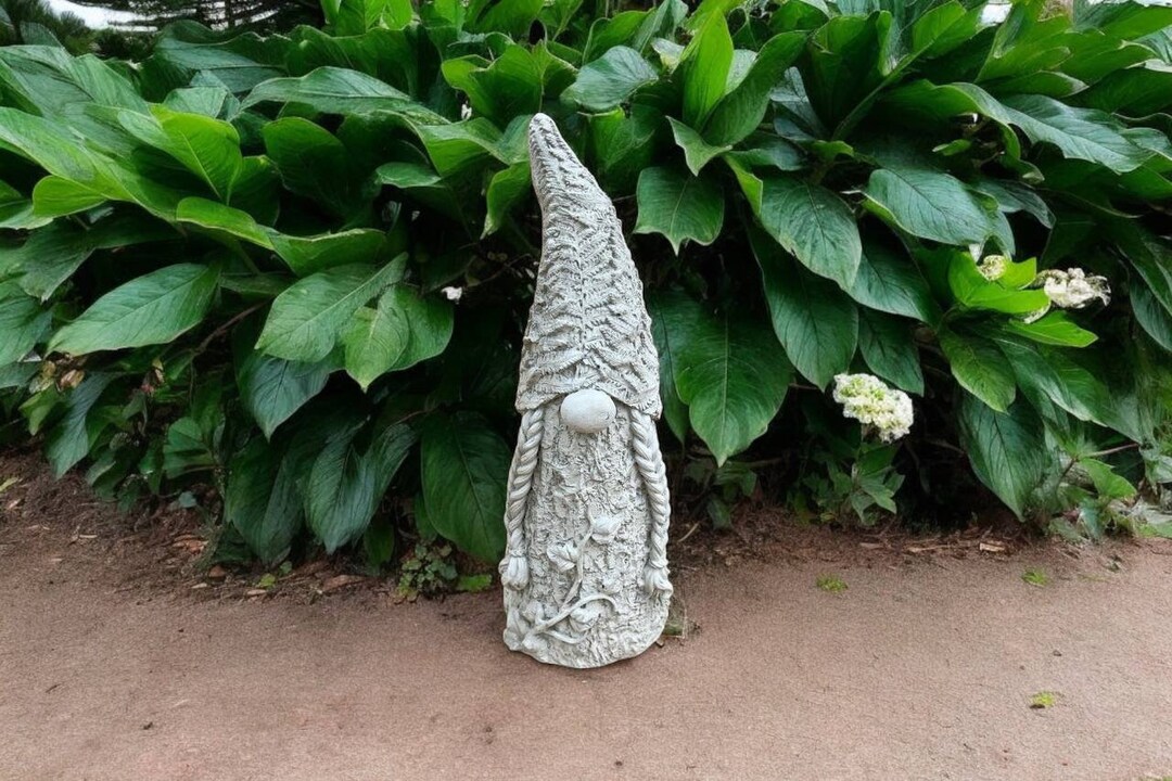 Concrete Standing Gnome Sculpture, Yard Troll With Hat Figure, Stone ...