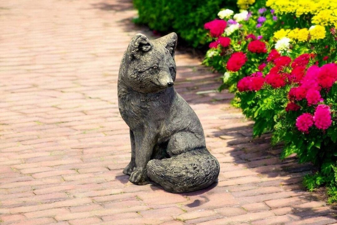 Stone Fox Statue, Outdoor Animal Decoration, Backyard Forest Fox ...