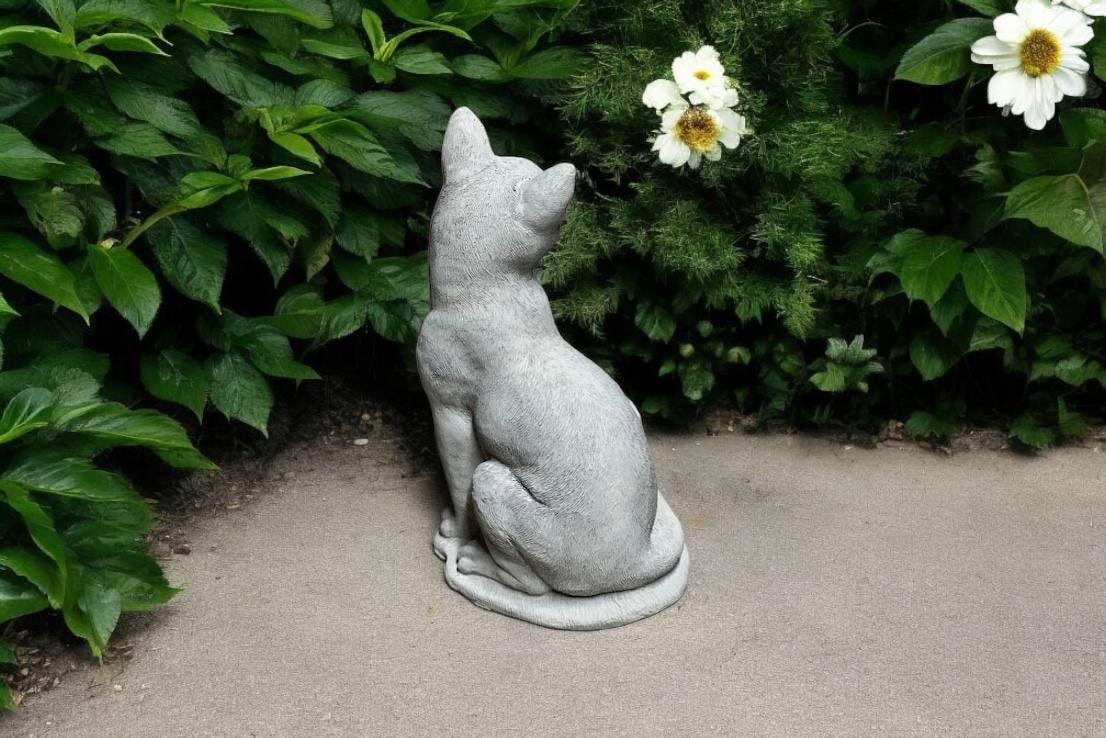 Cement Sitting Cat Figure, Concrete Pet Memorial Statue, Detailed Solid ...
