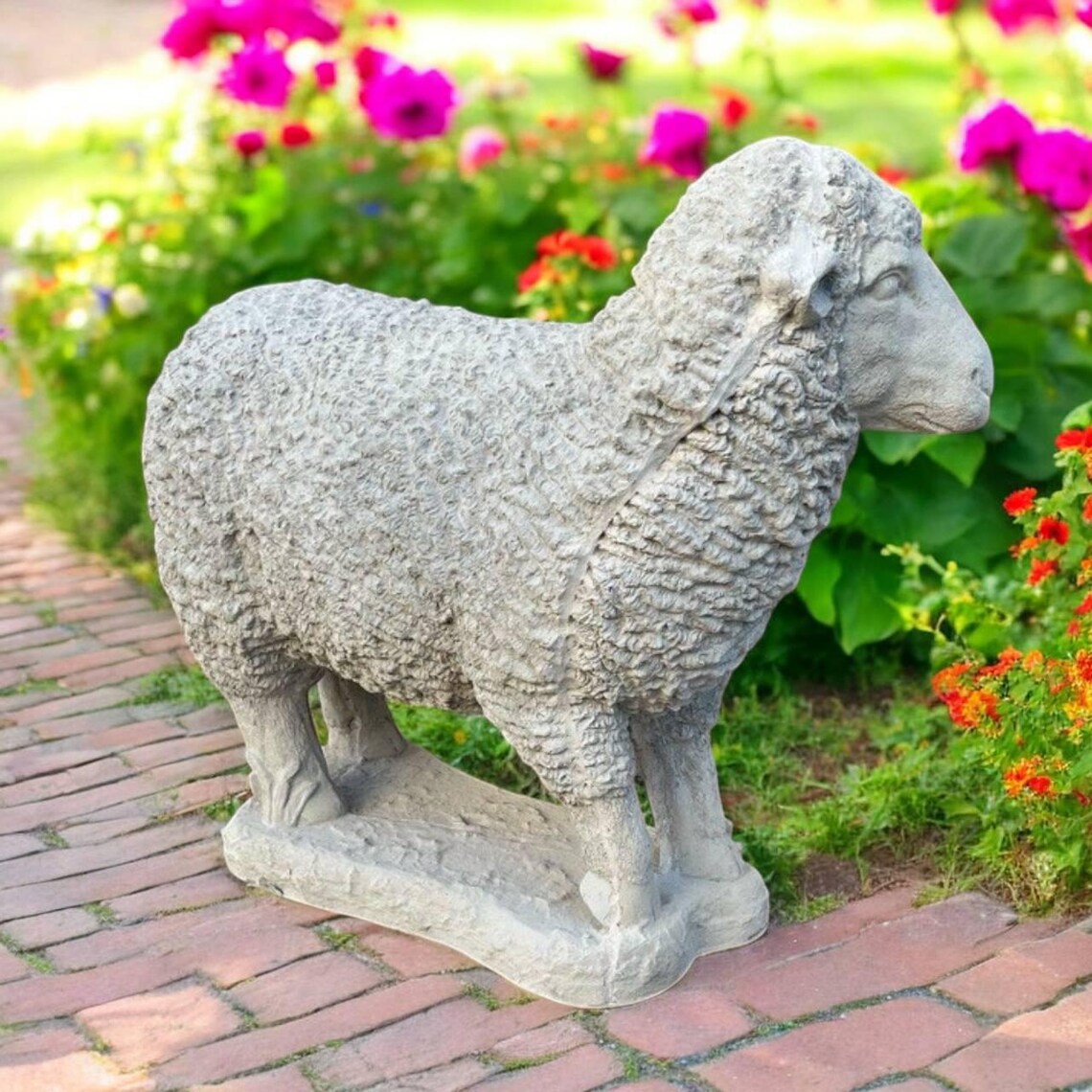 Large Sheep Figure, Concrete Lamb Sculpture, Farm Animal Decor, Sheep ...