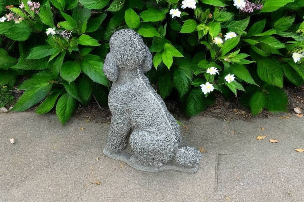 Concrete Sitting Poodle Statue, Backyard Large Dog Figurine, Garden ...