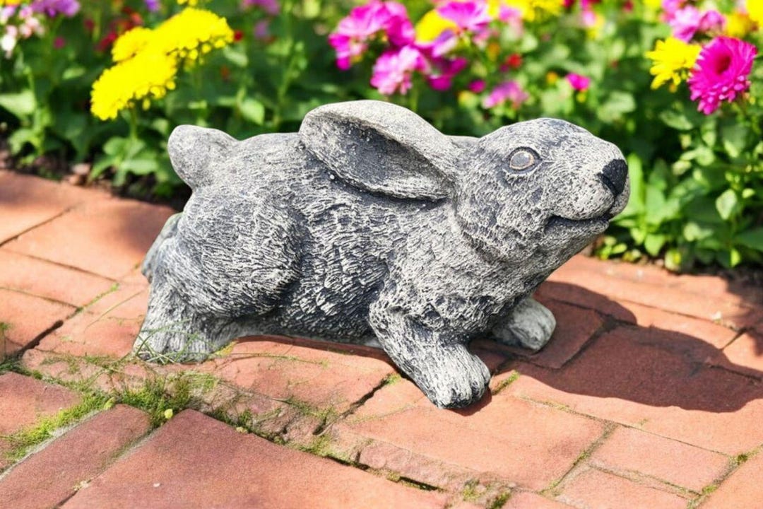 Stone Laying Rabbit, Backyard Rabbit Sculpture, Wild Animal Figure ...