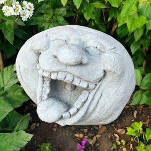 Stone Face Laughing Sculpture, Concrete Rock Face Statue, Outdoor ...