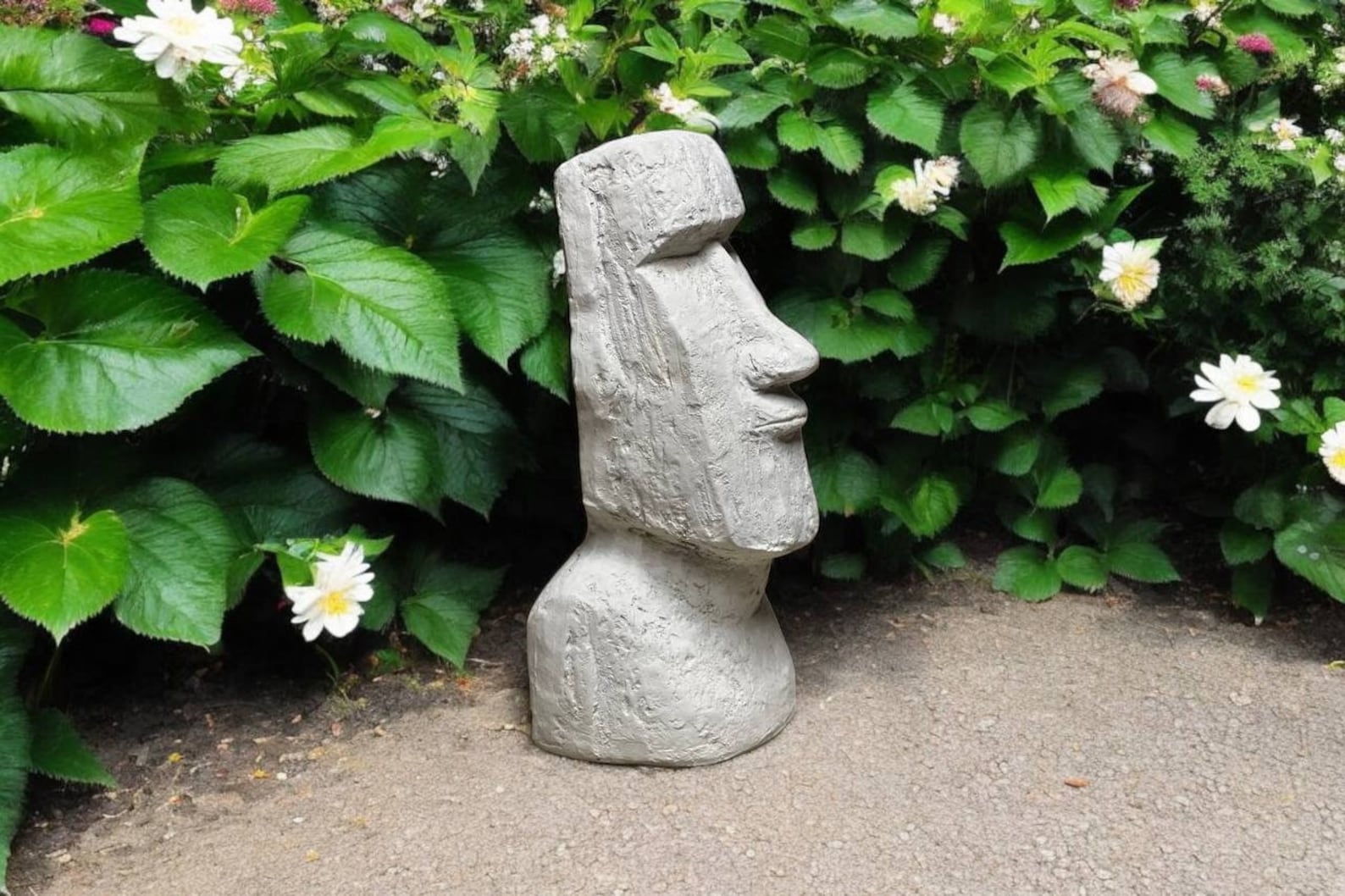 Cement Moai Head Statue, Concrete Zen Garden Style Decoration, Massive ...