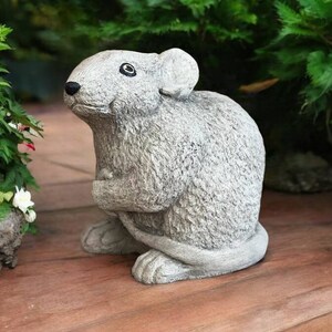 Concrete Mouse Figure, Sitting Small Pet Memorial Figurine, Cement Home ...