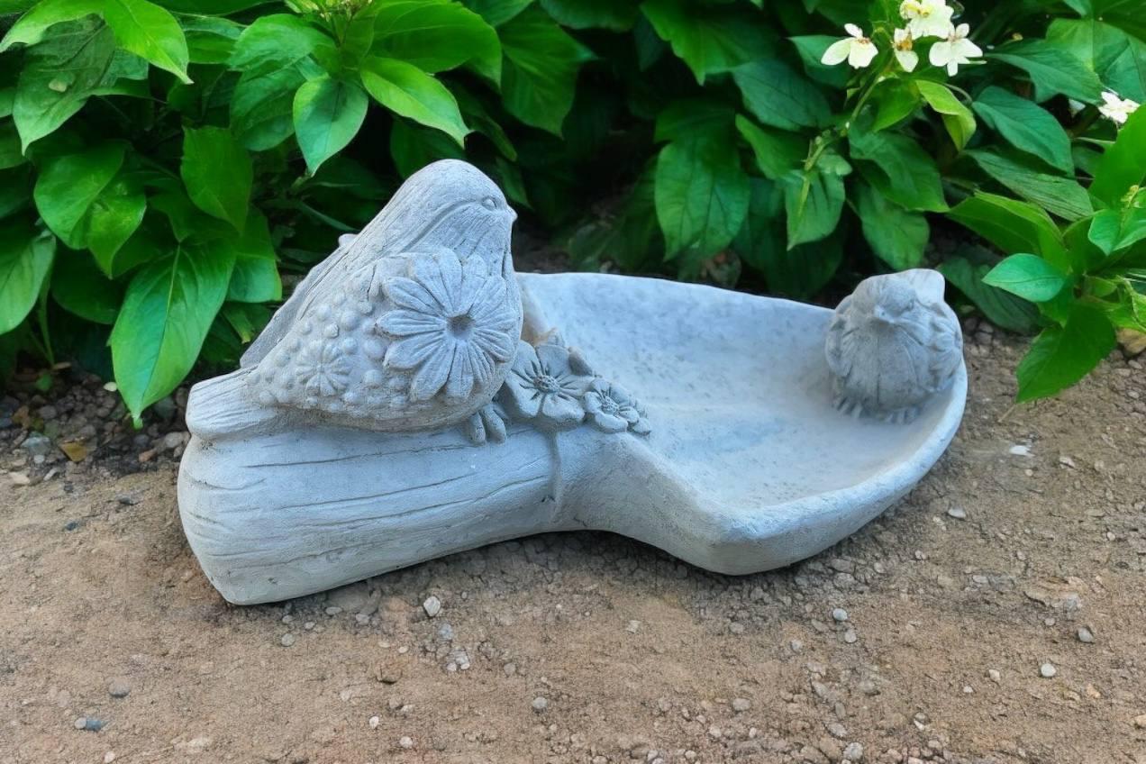 Cement Birds Outdoor Statue, Concrete Garden Tool Sculpture, Lawn ...