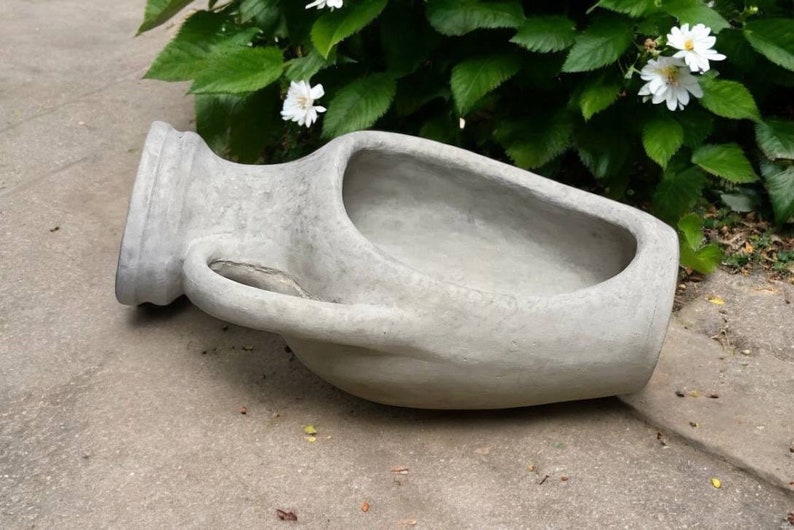 Greek Flowers Pot Figure, Massive Planter Sculpture, Large Stone Vase ...