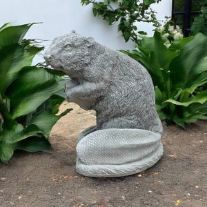 Wild Beaver Statue, Concrete Forest Animal Sculpture, Detailed Backyard ...
