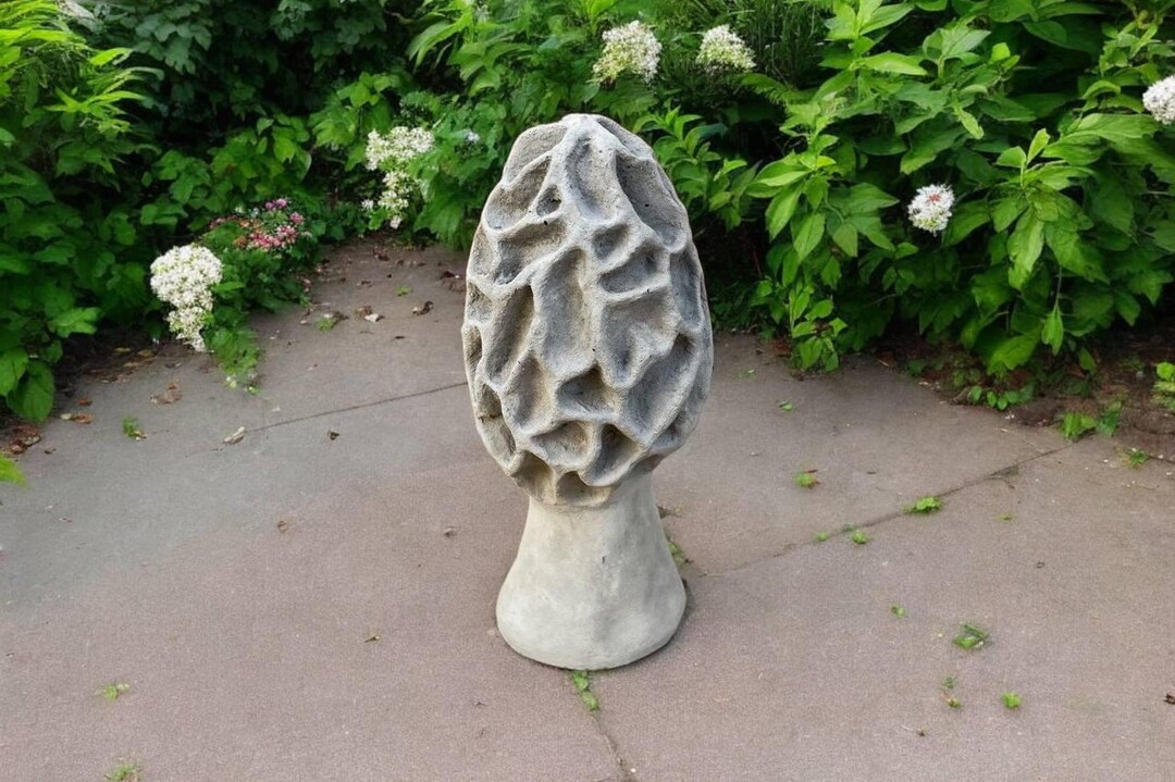 Cement Toadstool Figurine, Concrete Mushroom Sculpture, Stone Wild ...