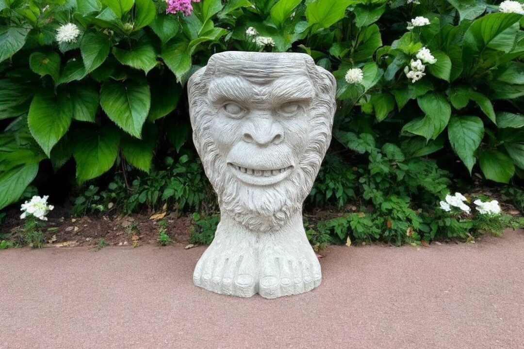 Cement Bigfoot Planter Sculpture, Outdoor Yeti Flowers Pot Figure, Yard ...