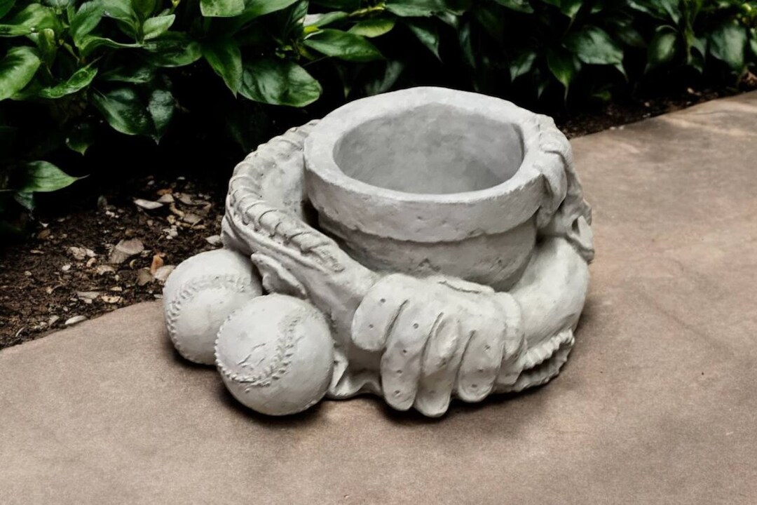 Baseball Planter Cement Statue, Concrete Flowers Pot Figurine for ...