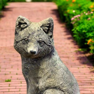 Stone Fox Statue, Outdoor Animal Decoration, Backyard Forest Fox ...