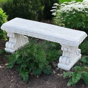 Concrete Bench Statue, Solid Outdoor Bench Figurine, Stone Yard ...