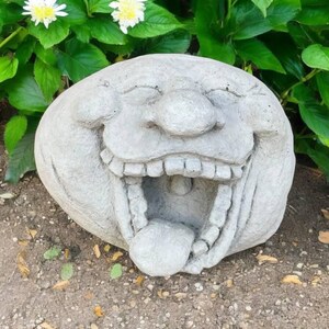 Stone Face Laughing Sculpture, Concrete Rock Face Statue, Outdoor ...