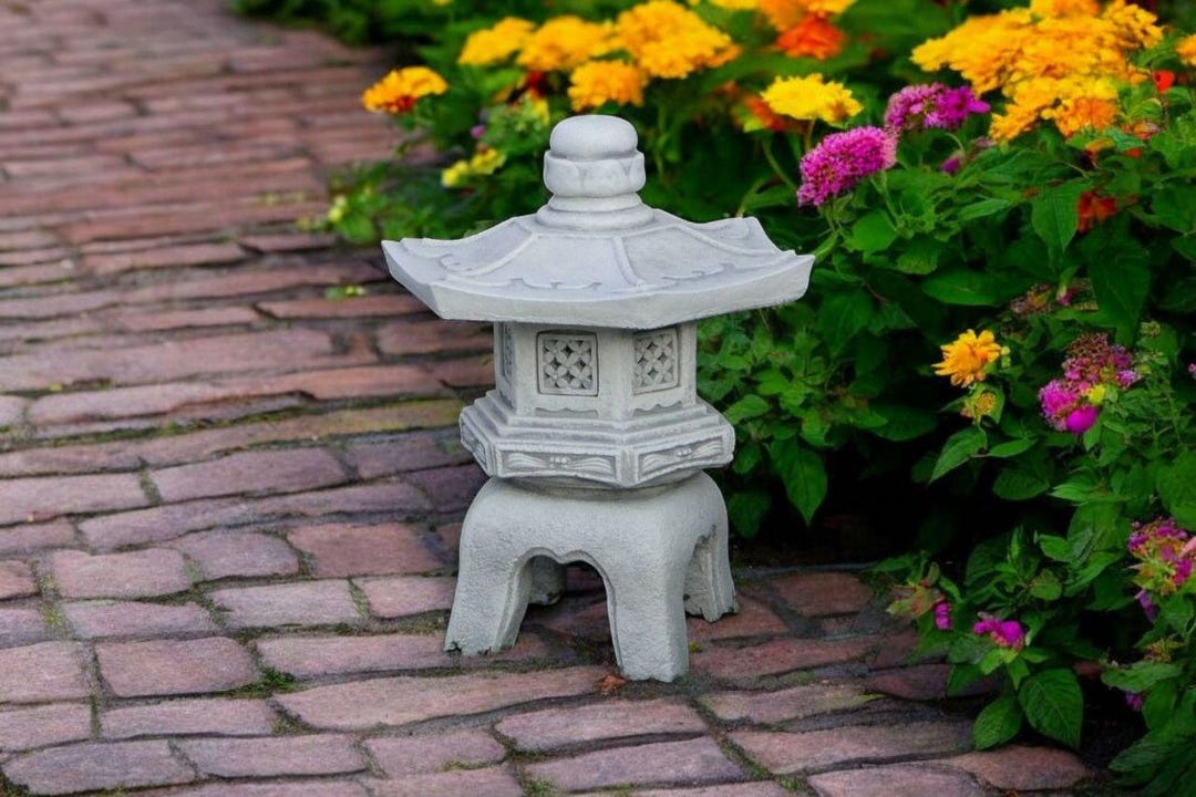 Concrete Pagoda Sculpture, Lawn Zen Decor, Outdoor Lantern Idea, Garden ...