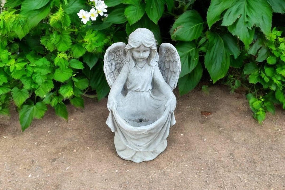 Stone Angel Planter Figure, Religious Flowers Pot Statue, Stone Girl ...