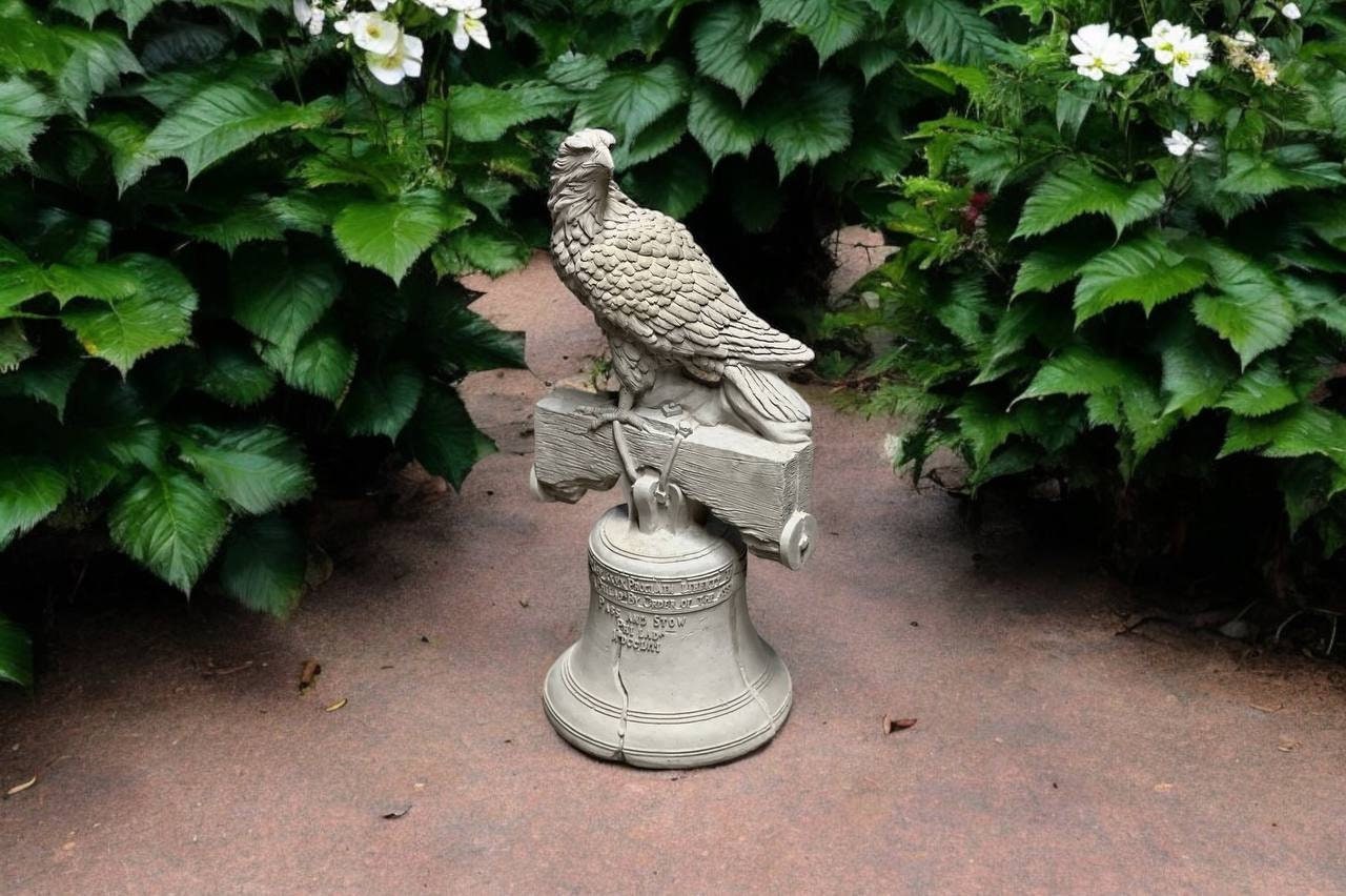 Massive Eagle on Bell Statue, Stone Guardian Bird Figure, Concrete ...