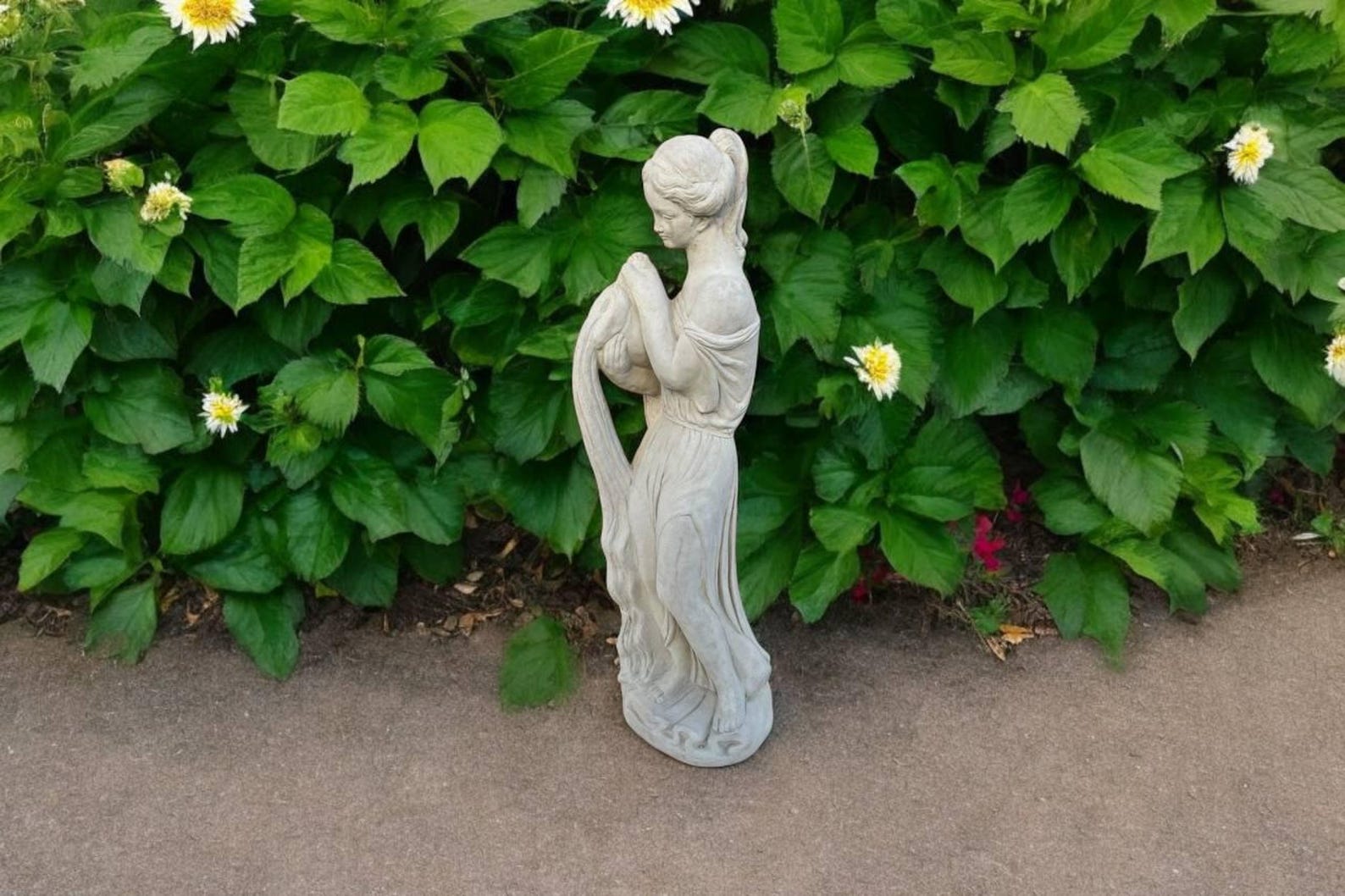 Standing Lady With Pitcher, Concrete Woman Figurine, Garden Girl Statue ...