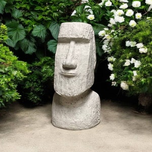 Cement Moai Head Statue, Concrete Zen Garden Style Decoration, Massive ...