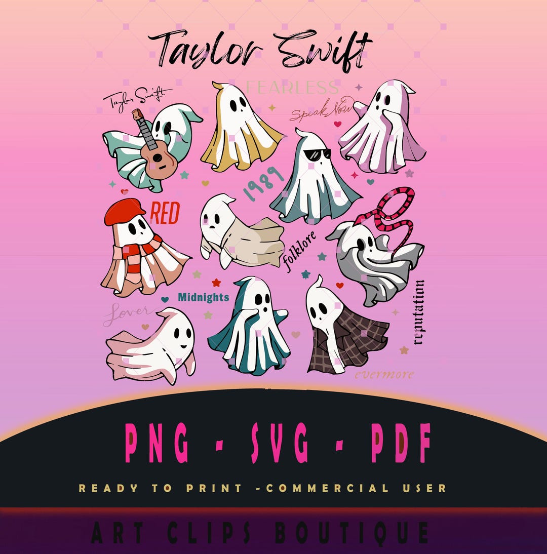 Taylor Swift Albums Illustrated Ghosts Collection PNG and SVG Files ...