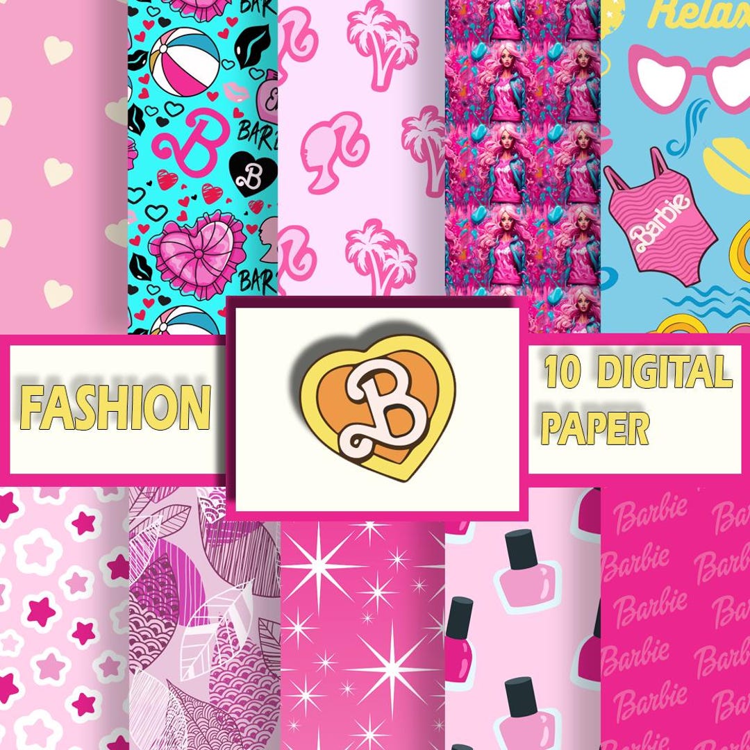 Pink Doll Digital Paper, Seamless Digital Paper, Girl Doll Digital ...