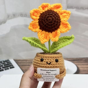 Funny Crochet Poo With Sunflower,positive Poo,emotional Support Plant ...