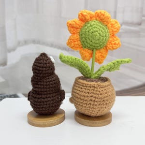 Funny Crochet Poo With Sunflower,positive Poo,emotional Support Plant ...