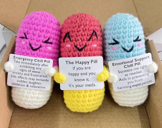 Adorable Crochet Chill Pills,10 Colors,emotional Support Chill Pill ...