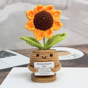 Funny Crochet Poo With Sunflower,positive Poo,emotional Support Plant ...