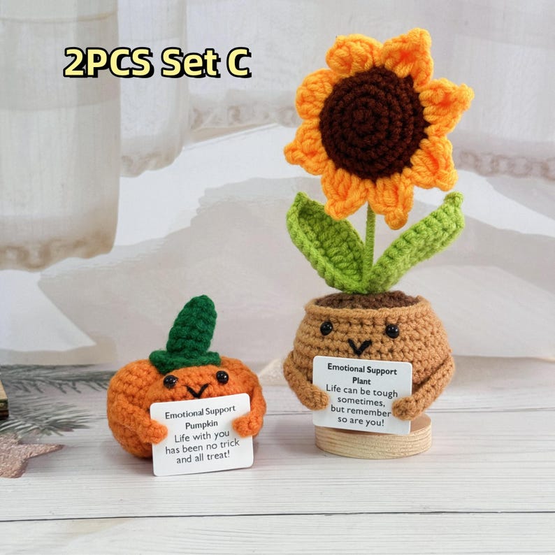 Handmade Halloween Crochet Gift Set,crochet Sunflower/pumpkin/dumpster ...