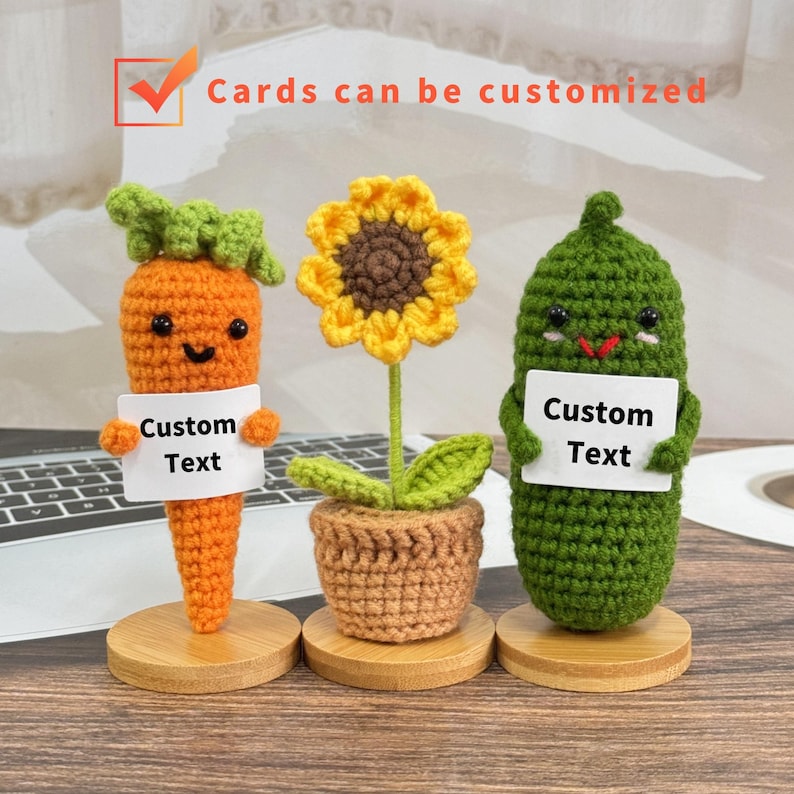 Cute Handmade Crochet Emotional Support Pickle,crochet Sunflower With ...