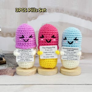 Handmade Crochet Pickle With Chill Pills-emotional Support-crochet ...