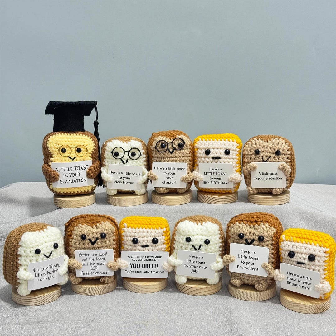Adorable Handmade Crochet Toast Plushie | Motivational Keepsake Gift ...