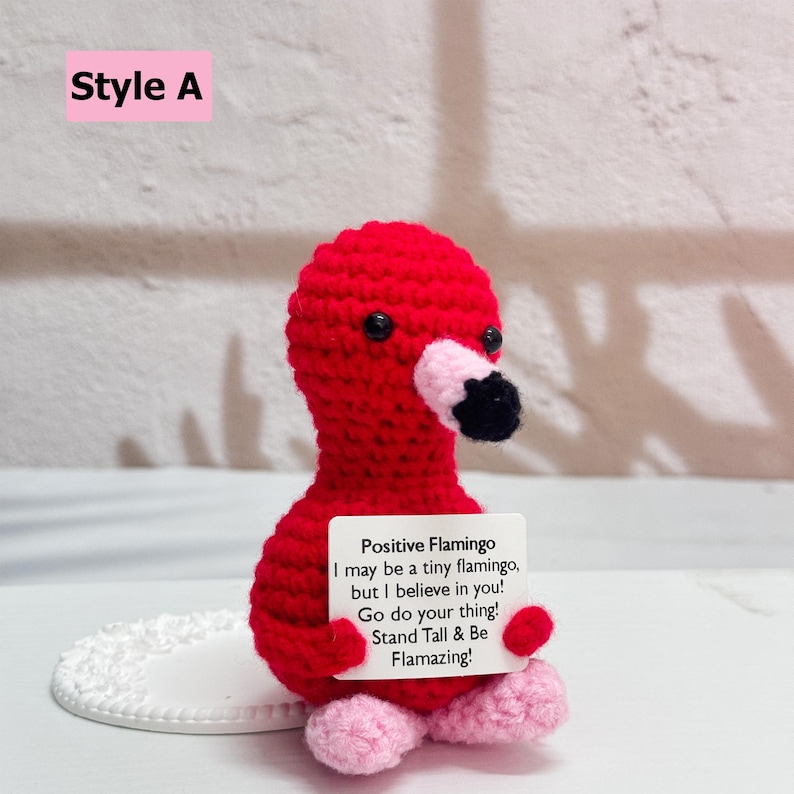 Adorable Crochet Flamingo With Positive Quotes,emotional Support ...