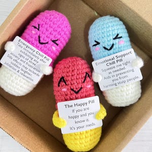 Adorable Crochet Chill Pill-emotional Support-emergency Pill-chill Pill ...