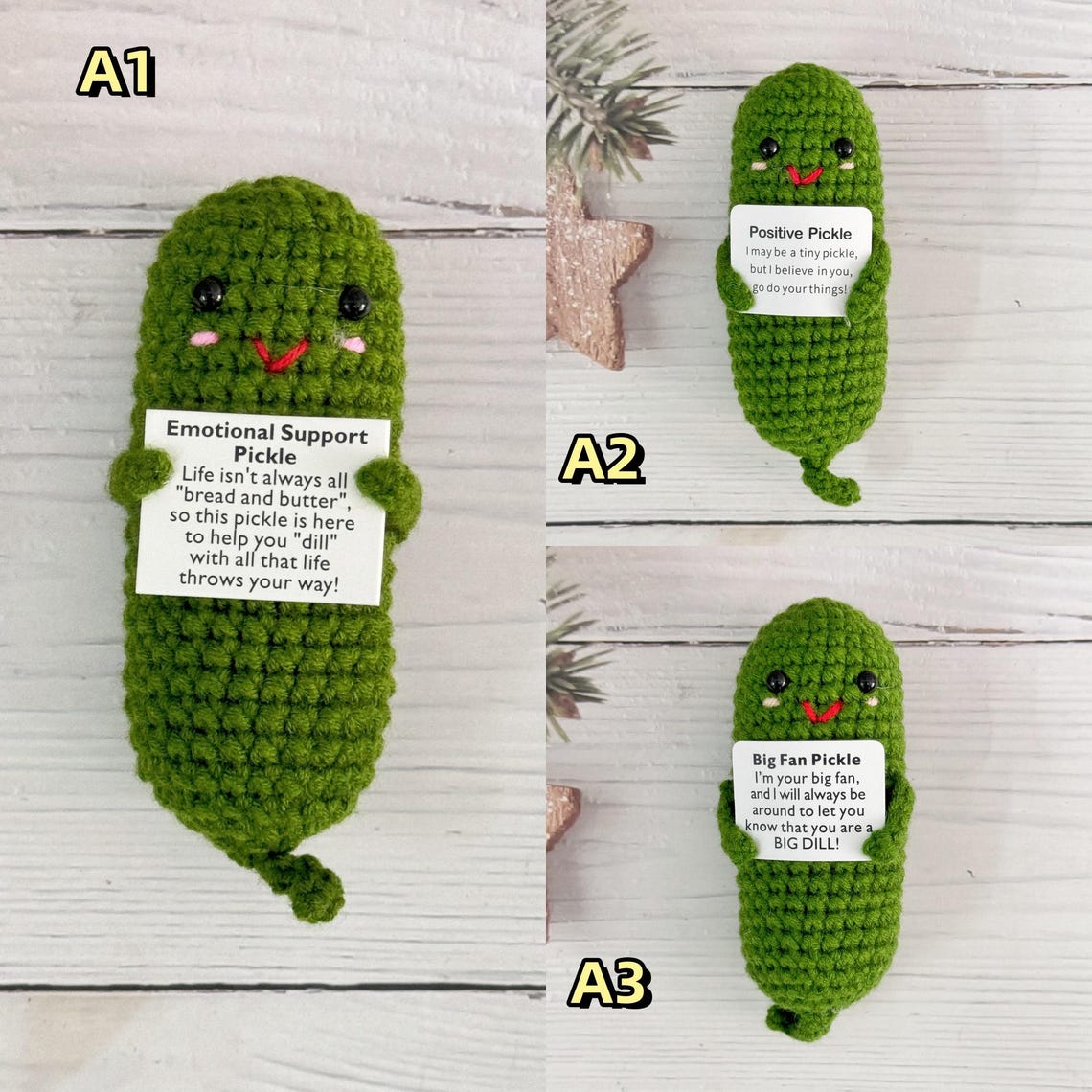 Emotional Support Pickle,positive Pickle,big Fan Pickle,crochet Pickle ...