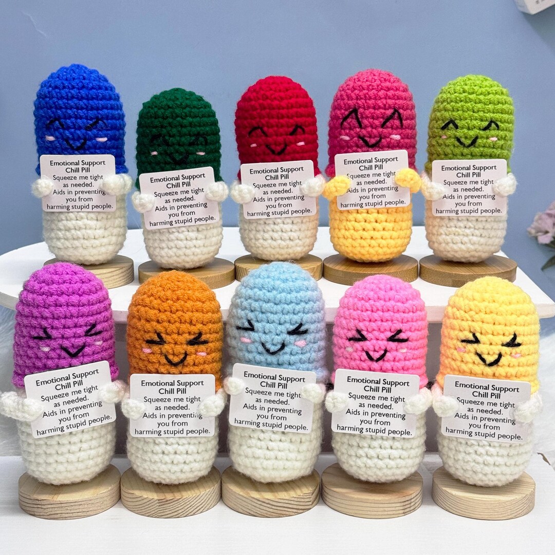 Adorable Crochet Chill Pills,10 Colors,emotional Support Chill Pill ...