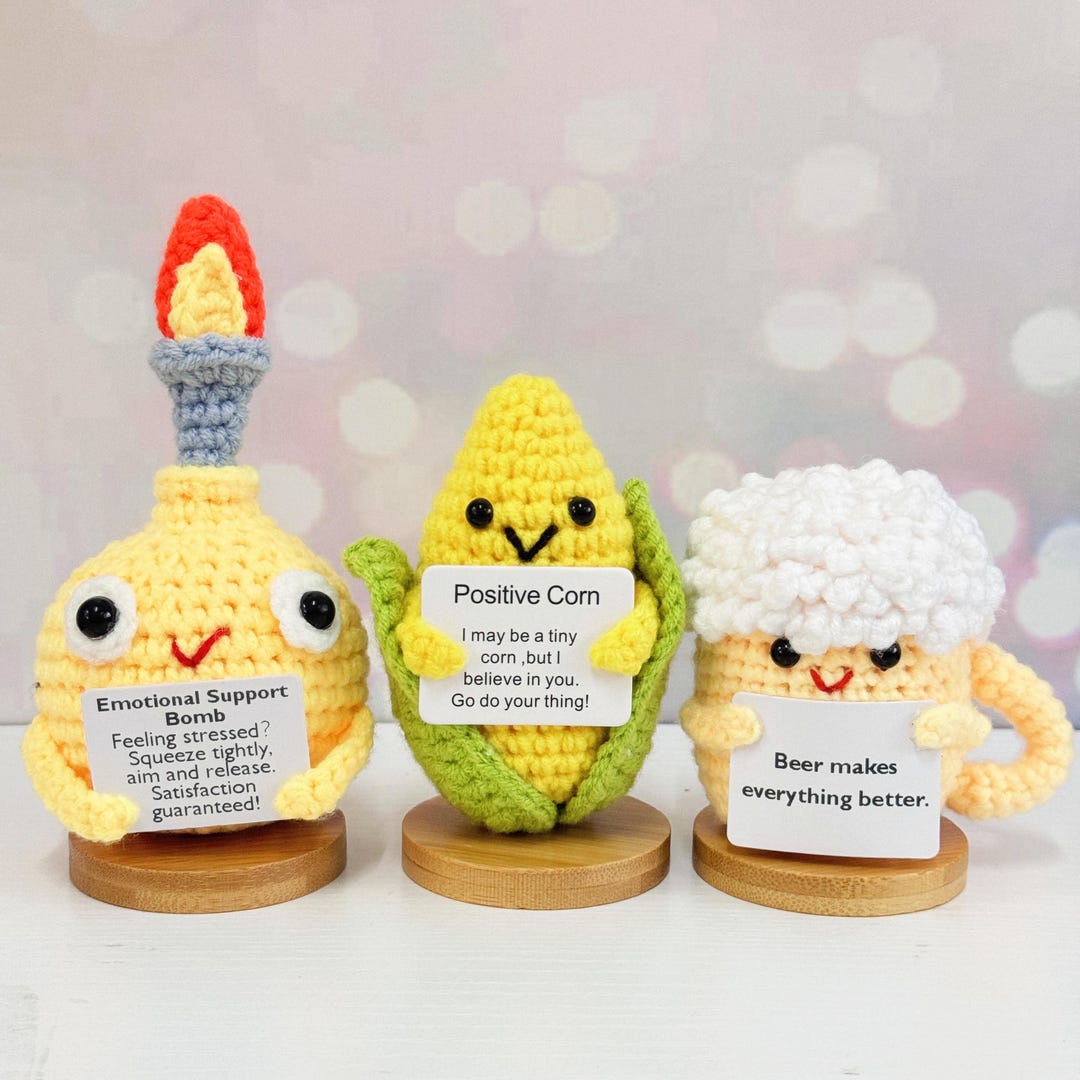 Handmade Crochet Corn/bomb/beer,positive Corn,emotional Support Bomb ...