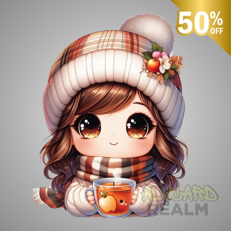Cute Chibi Autumn Girl, Chibi Girl Clipart, Fall Girl, Cute Kawaii PNG ...