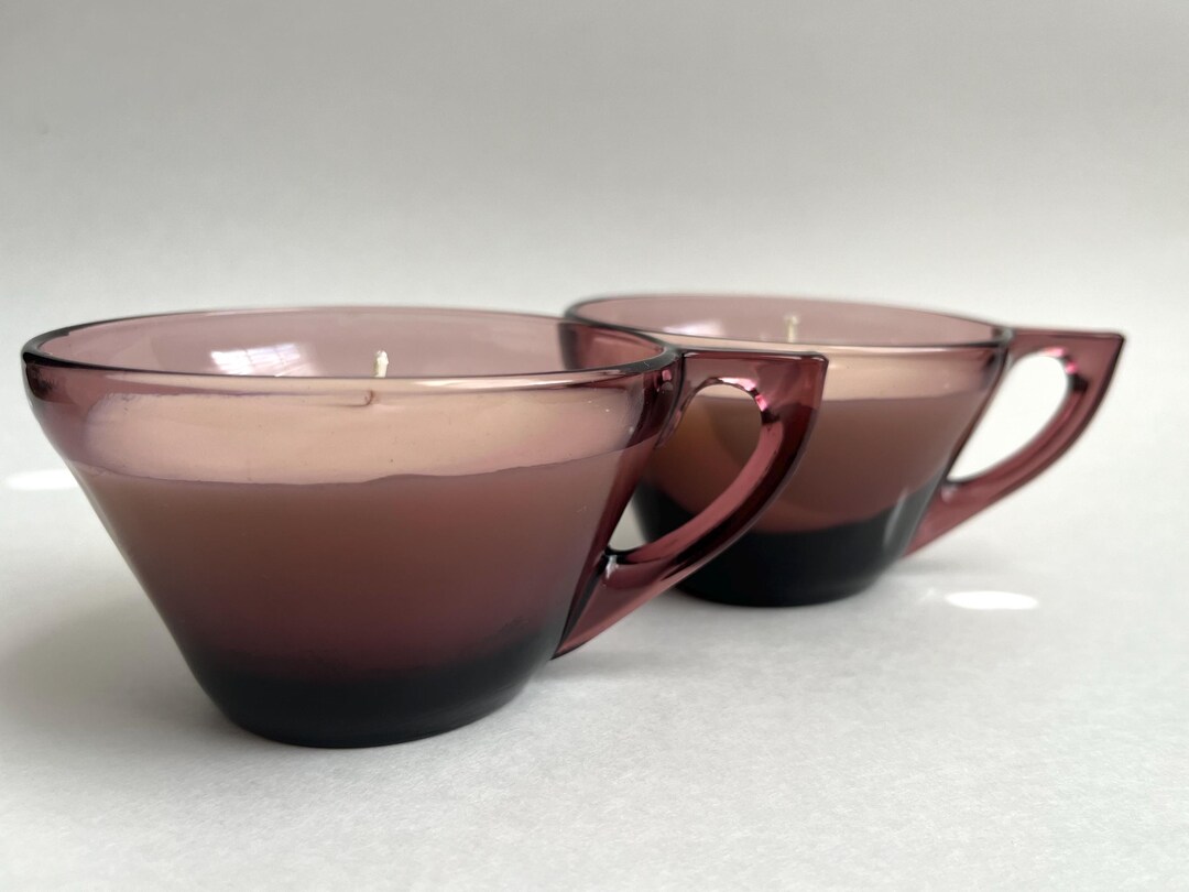 Vintage Hazel Atlas Purple Amythest Glass Teacup Pair - Etsy