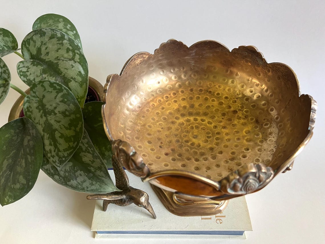 Vintage Brass, Hollywood Regency Lotus Bowl, Brass Bowl - Etsy